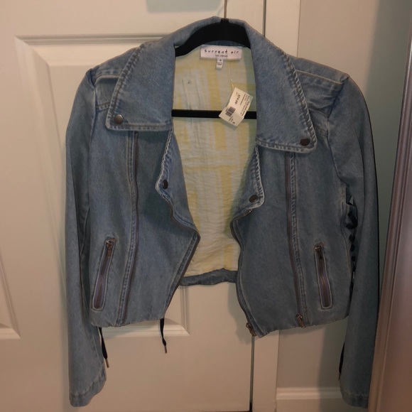 Current Air | Jackets & Coats | Nwt Current Air Lace Up Denim Jacket ...